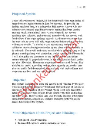 Phone book with project report for BCA,MCA | PDF