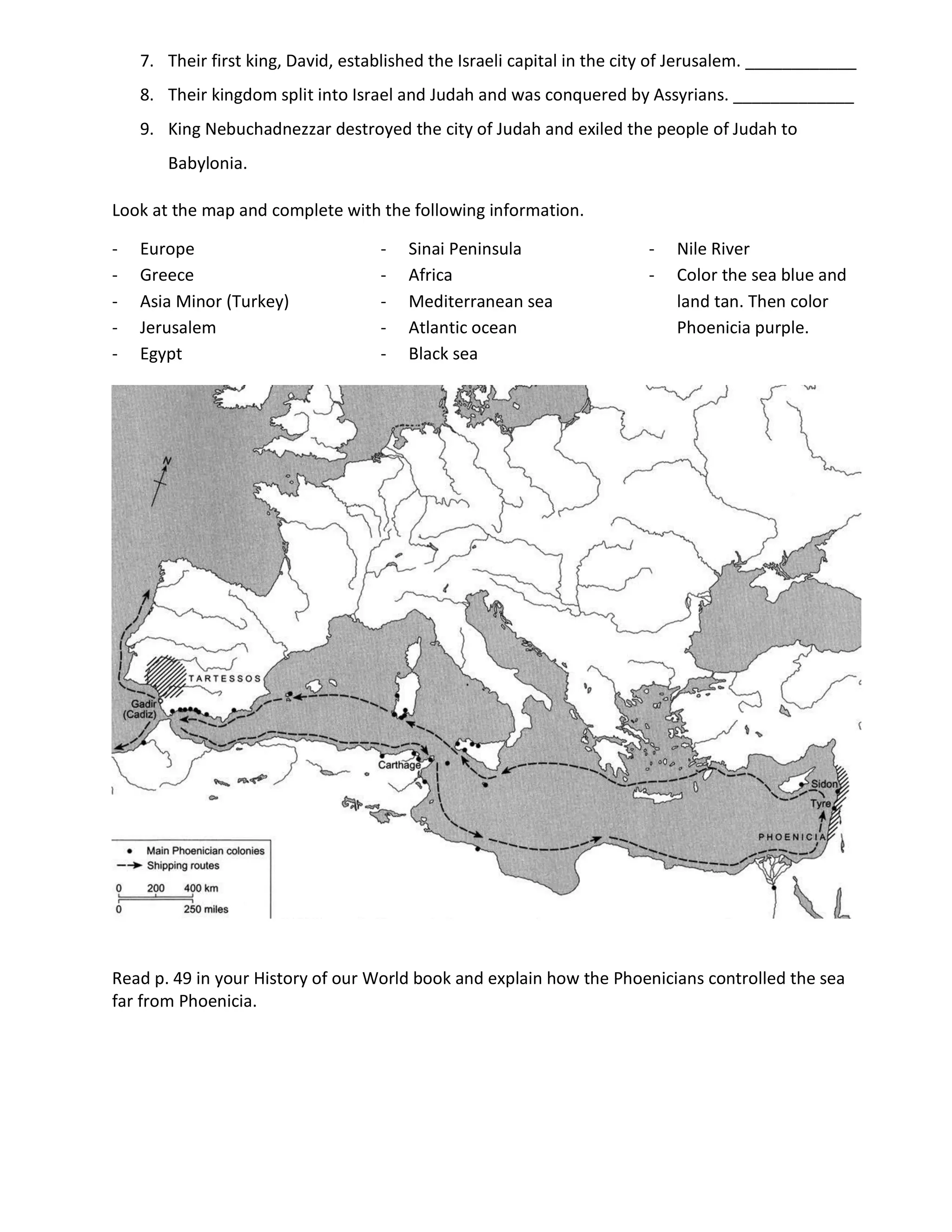 Phonecians and hebrews worksheet | PDF