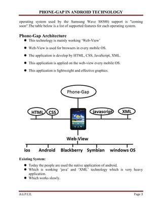 Phone gap in android technology | DOCX | Web Development | Internet