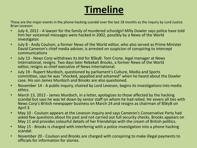 Phone hacking scandal | PPTX | Media Industry | Industries
