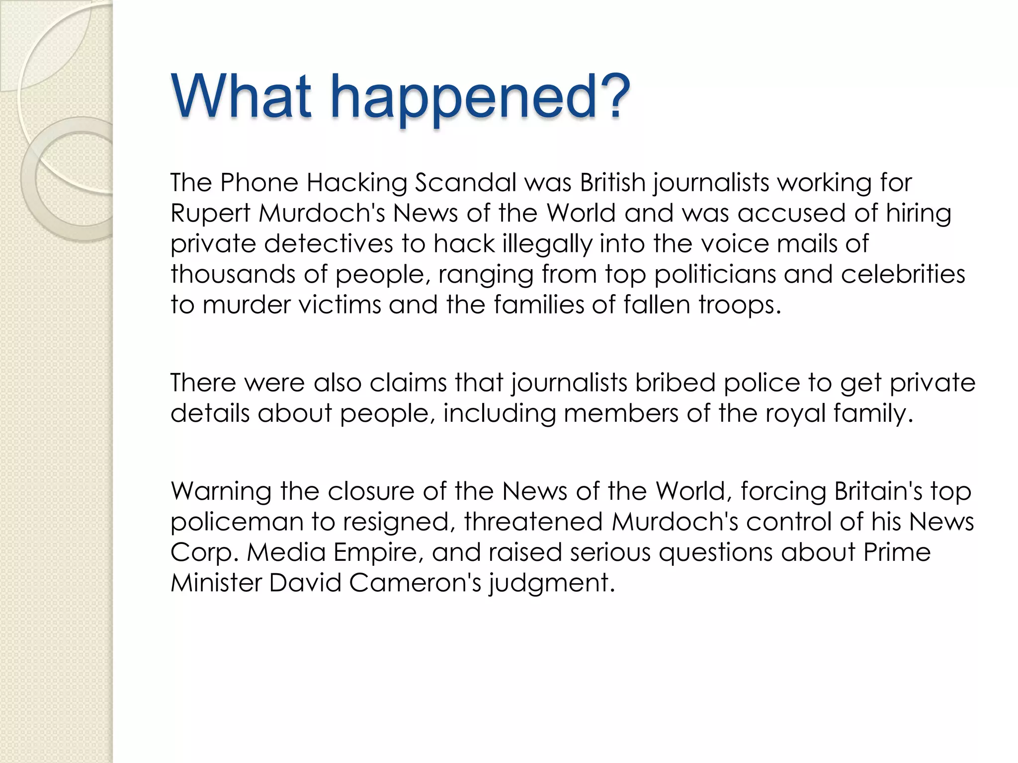 Phone hacking scandal | PPT