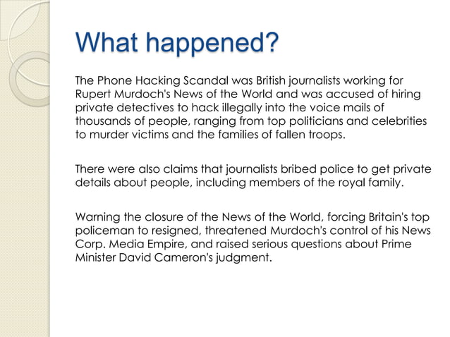 Phone hacking scandal | PPT