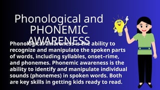 phonological awareness PHONEMIC AWARENESS powerpoint | PPTX