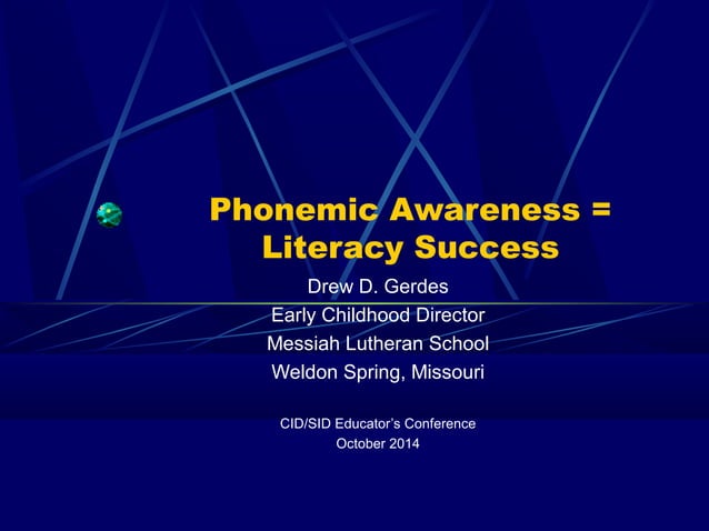 Phonemic awareness = Literacy success | PPT