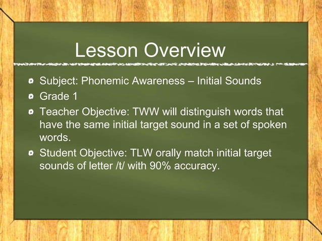 Phonemic Awareness Lesson Plan - Beginning Sounds | PPTX | Education