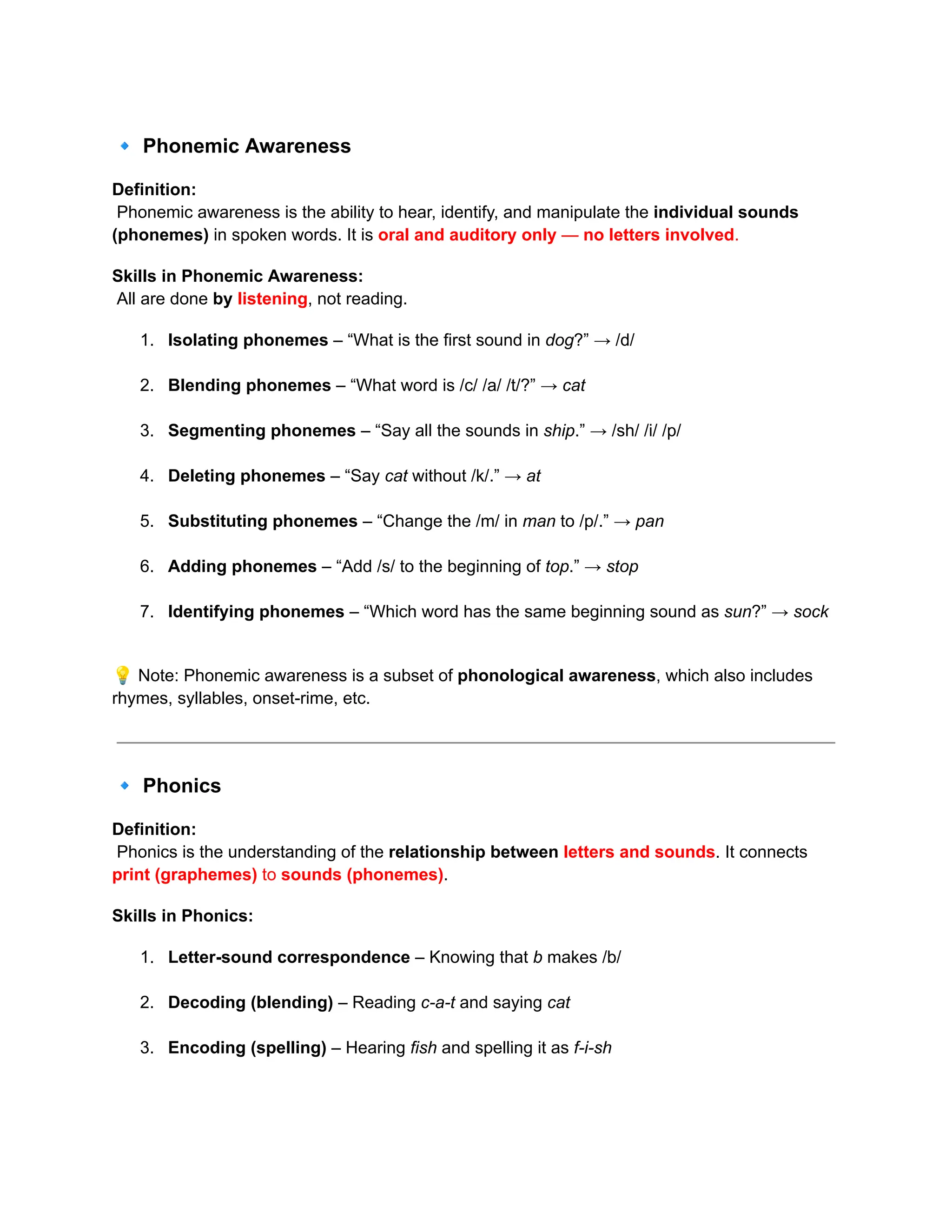 Phonemic Awareness vs Phonics.. the differences between phonemic ...