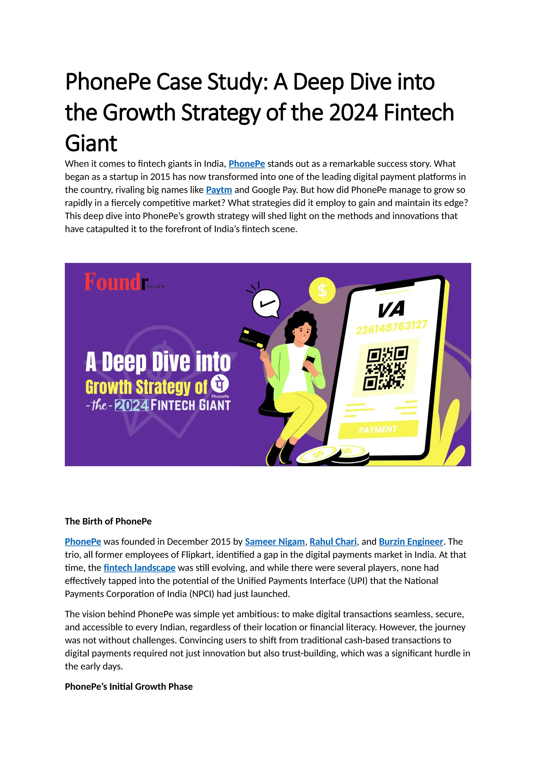 PhonePe Case Study: A Deep Dive into PhonePe’s Growth Strategy for the 2024 Fintech Giant | DOCX