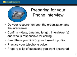 Prepping for a Phone Interview | PPTX