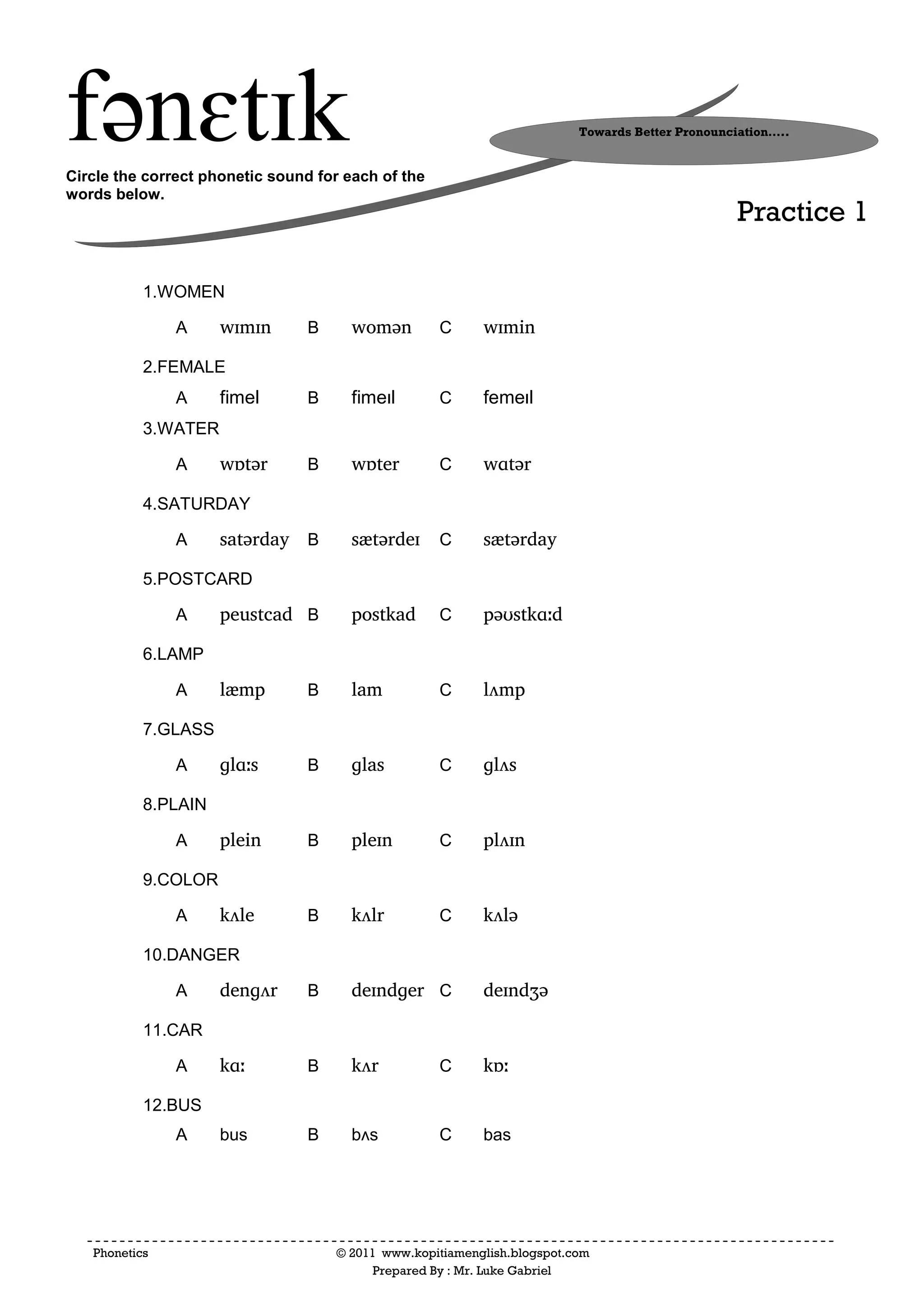 Phonetic lesson 1 | PDF