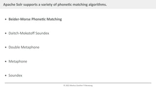 Phonetic Matching with Apache Solr | PPT