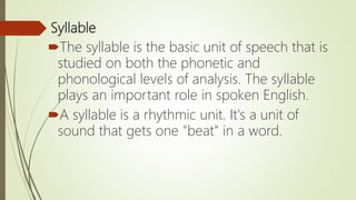The Analysis of Syllable | PPTX