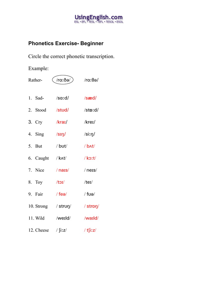 Phonetics exercise-2-answers | PDF