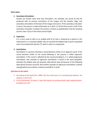 Phonetics and Phonology: Consonants | PDF