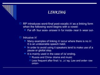 Phonetics and phonology ii aspects of connected speech | PPT