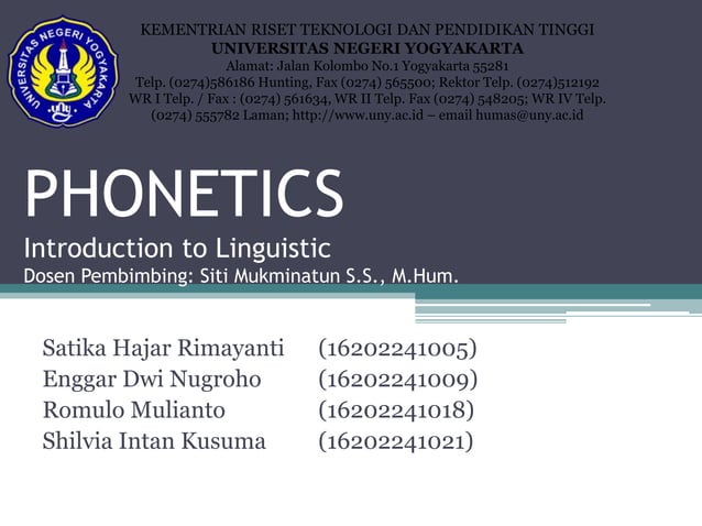 Phonetics ( Introduction to Linguistics ) | PPTX