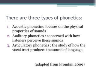 Phonetics ( Introduction to Linguistics ) | PPTX