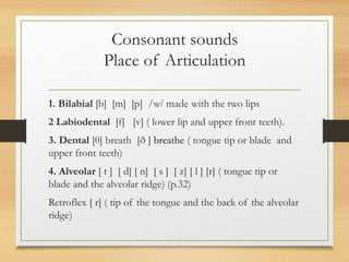 Phonetics Second Presentation about articulation | PPT