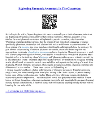 Phonetics Vs Phonology Essay | PDF