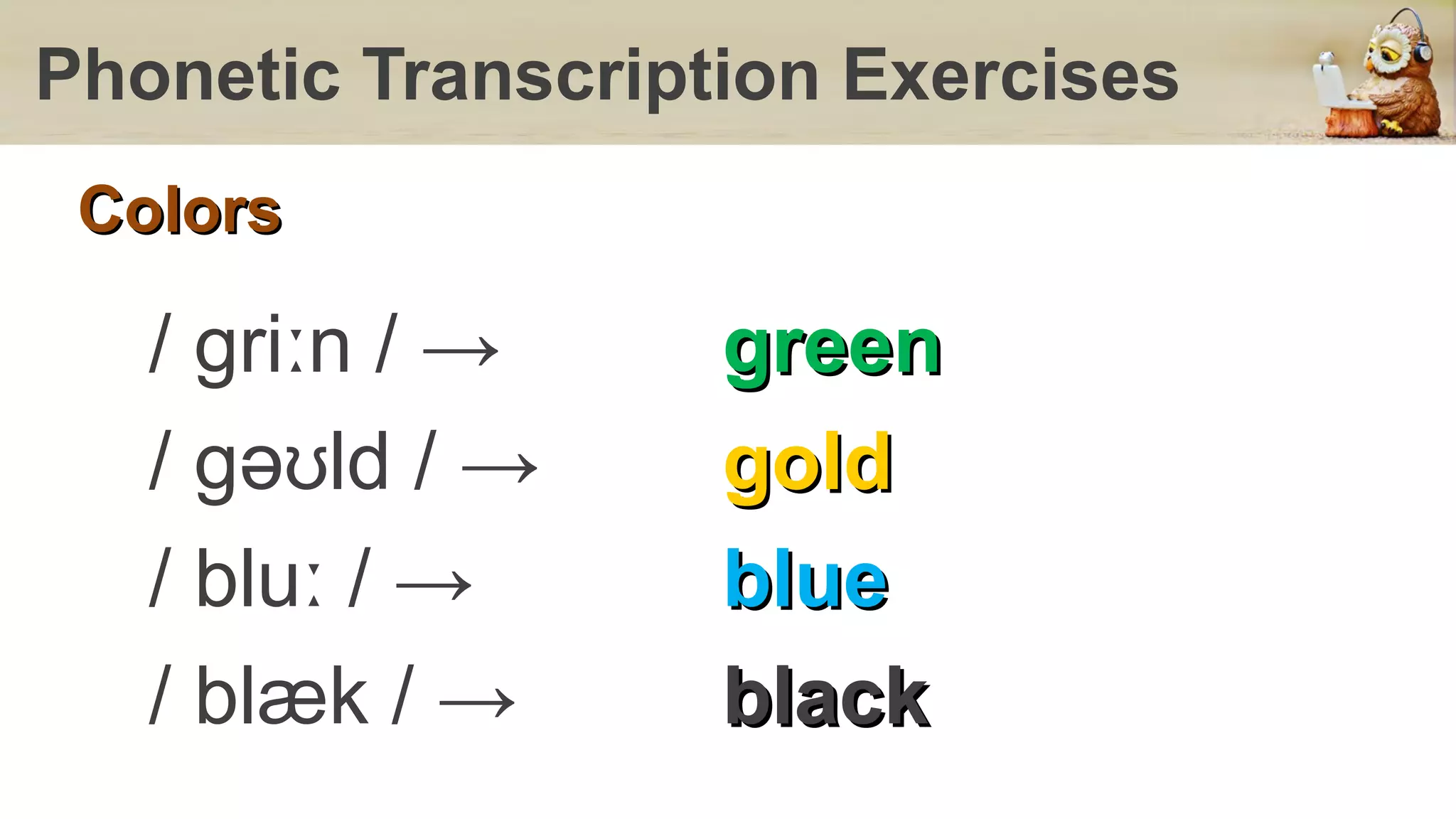 Phonetic transcription colors | PPT