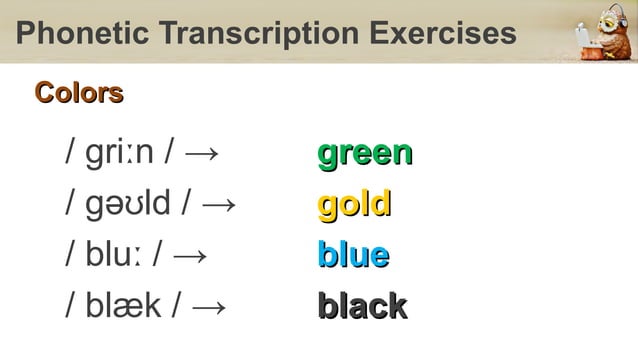 Phonetic transcription colors | PPT