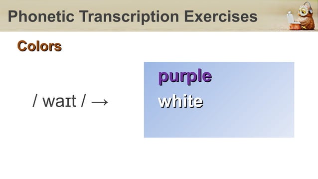 Phonetic transcription colors | PPT