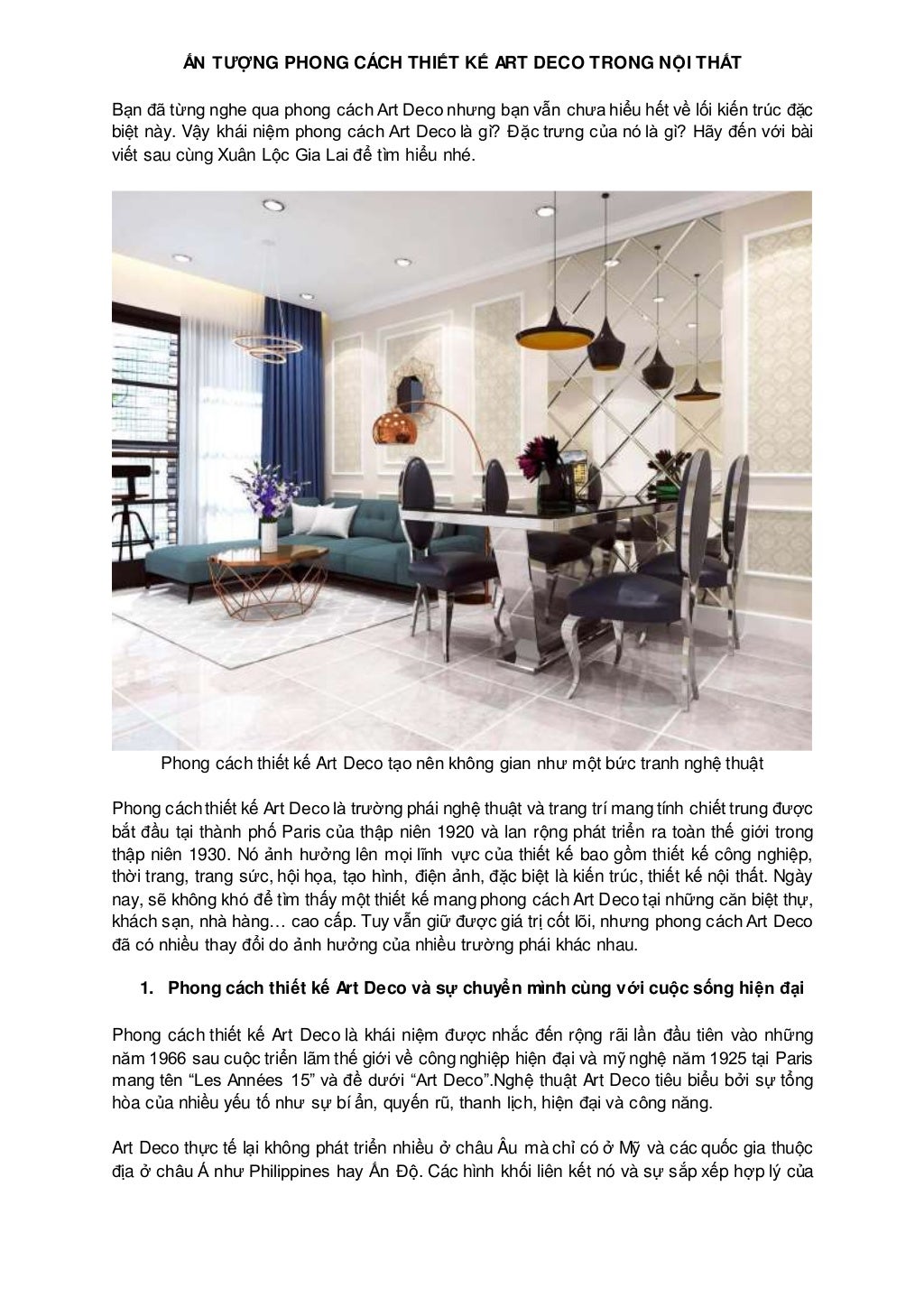 Ấn tượng phong cách thiết kế Art Deco trong nội thất | DOCX
