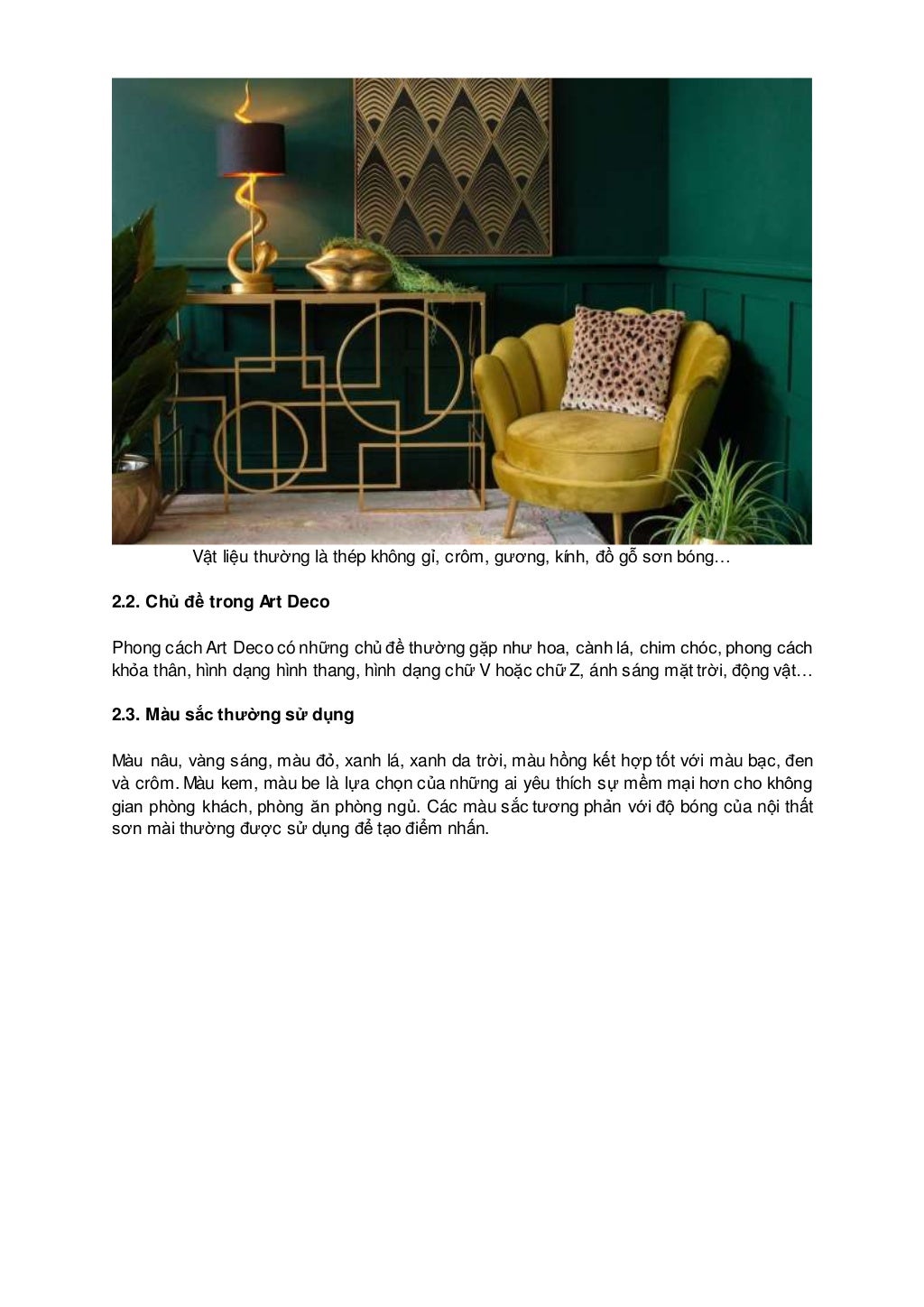 Ấn tượng phong cách thiết kế Art Deco trong nội thất | DOCX