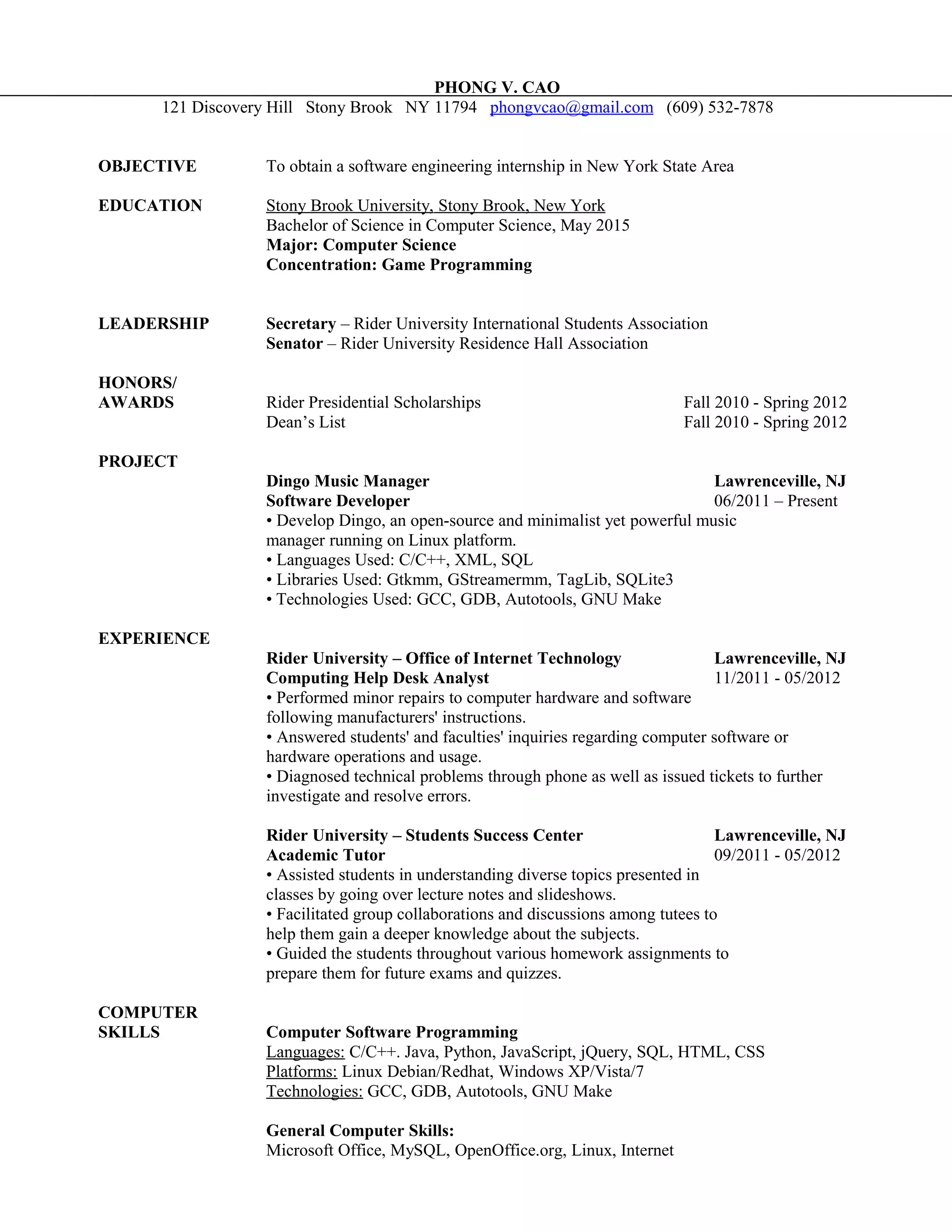 Phong Cao's Resume | PDF