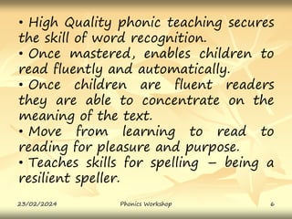 Phonics-Workshop-How to improve reading-Presentation | PPT