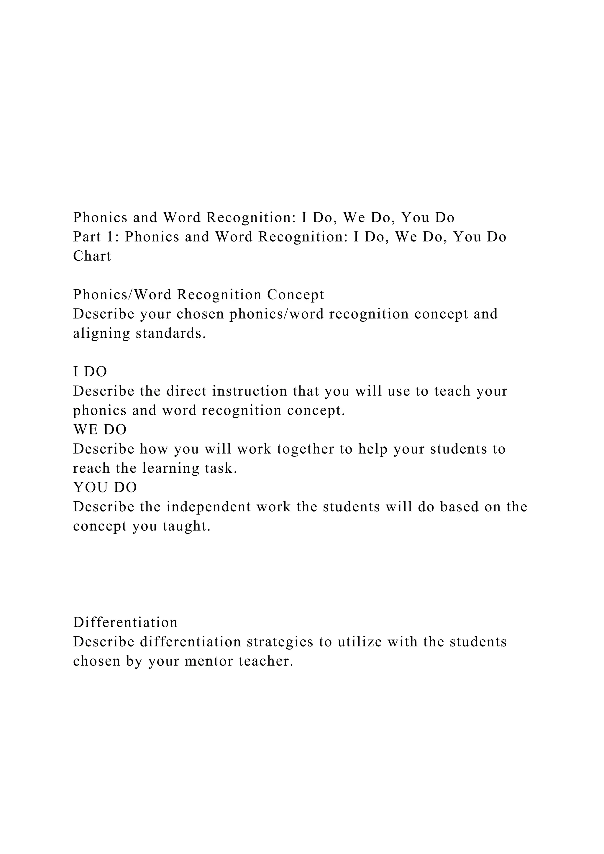 Phonics and Word Recognition I Do, We Do, You DoPart .docx