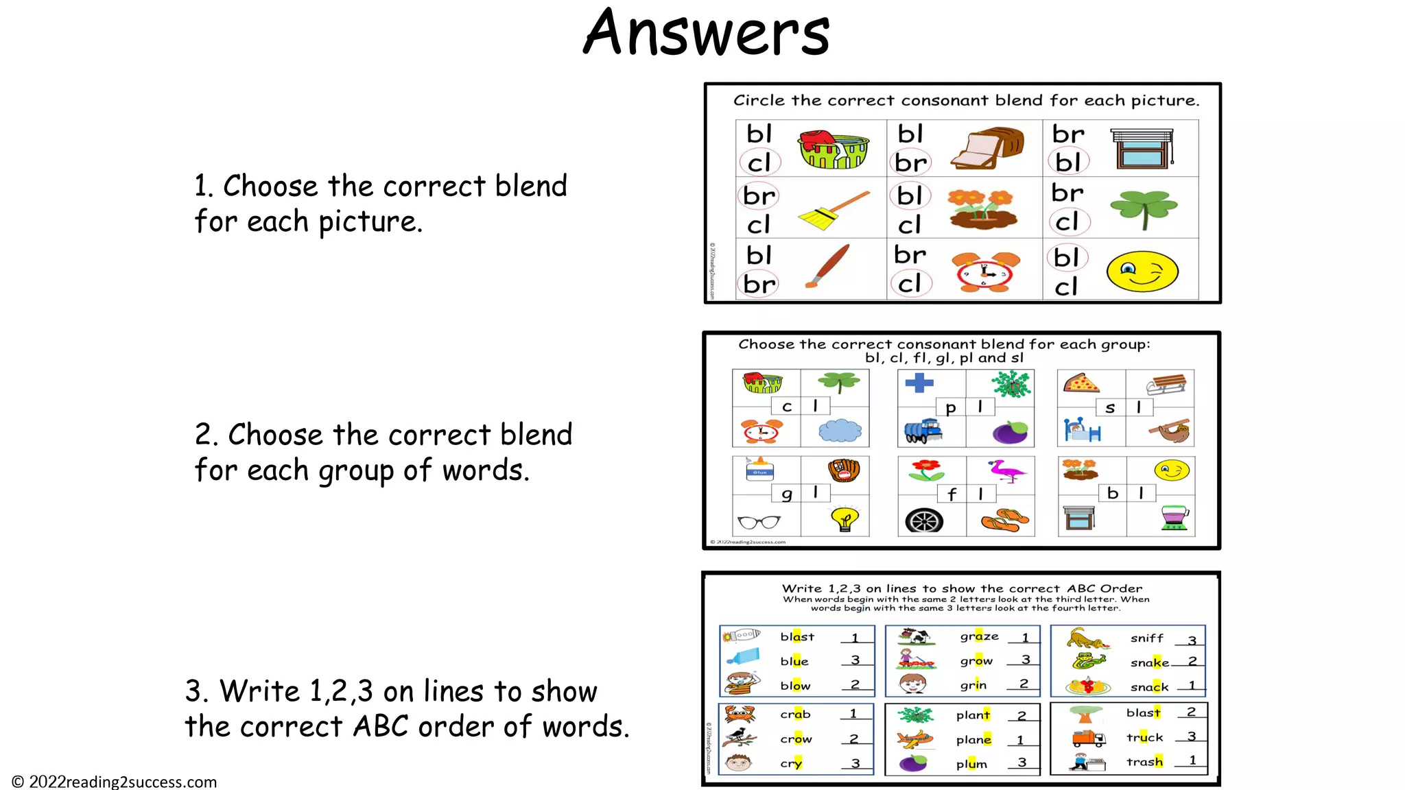 Parent Resources to Teach Kids 18 Consonant Blends-Charts, Practice ...