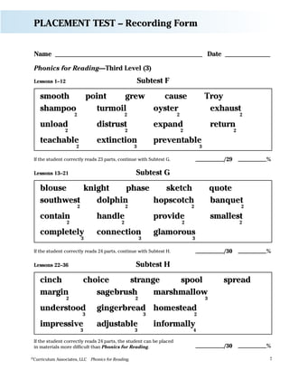 Phonics placementtst brochure | PDF