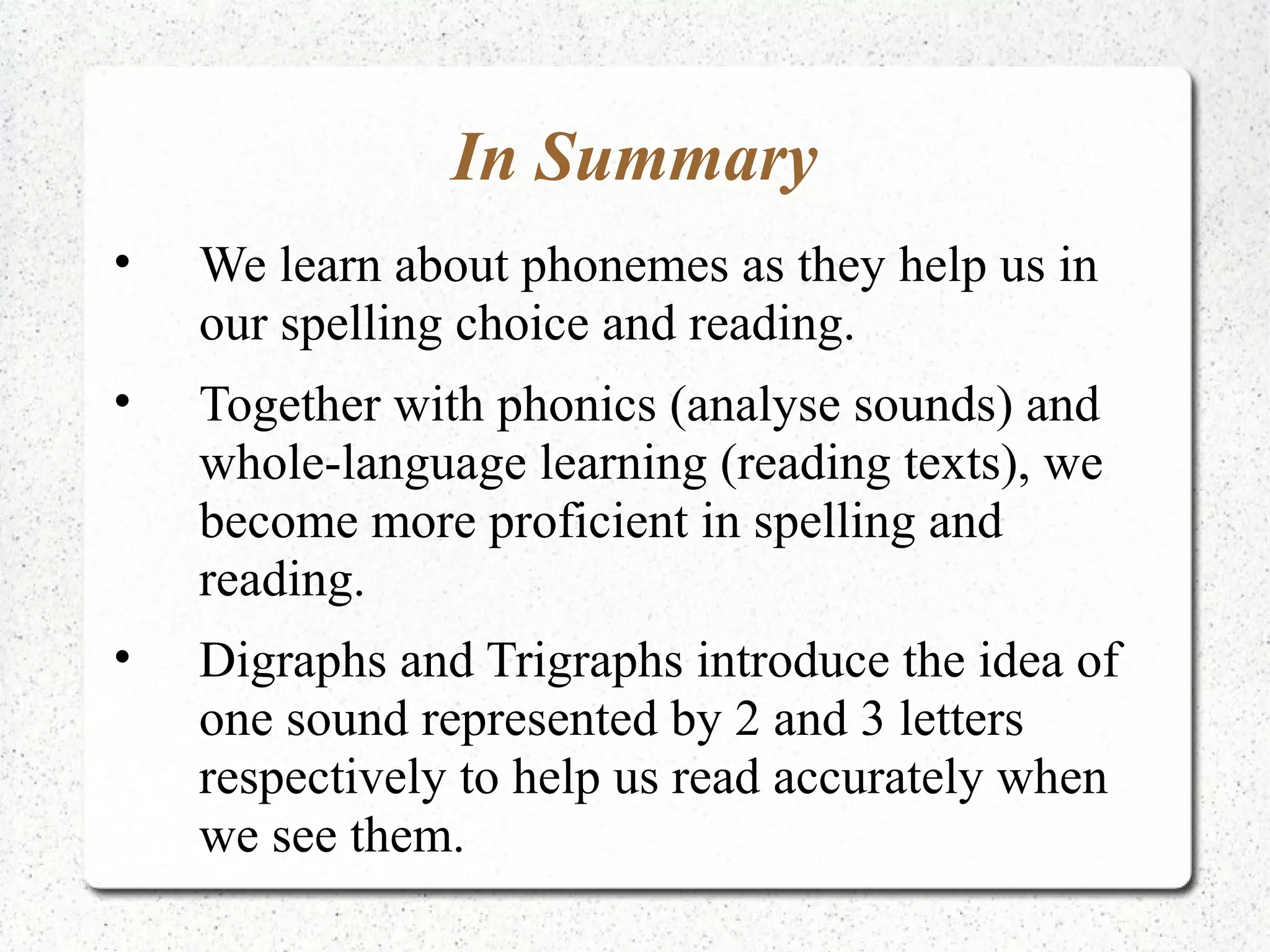 LL Lower Primary 1A - Digraphs and Trigraphs (o) | PPT