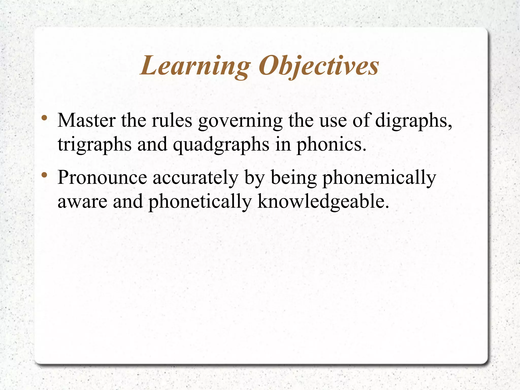 LL Lower Primary 1A - Digraphs and Trigraphs (o) | PPT