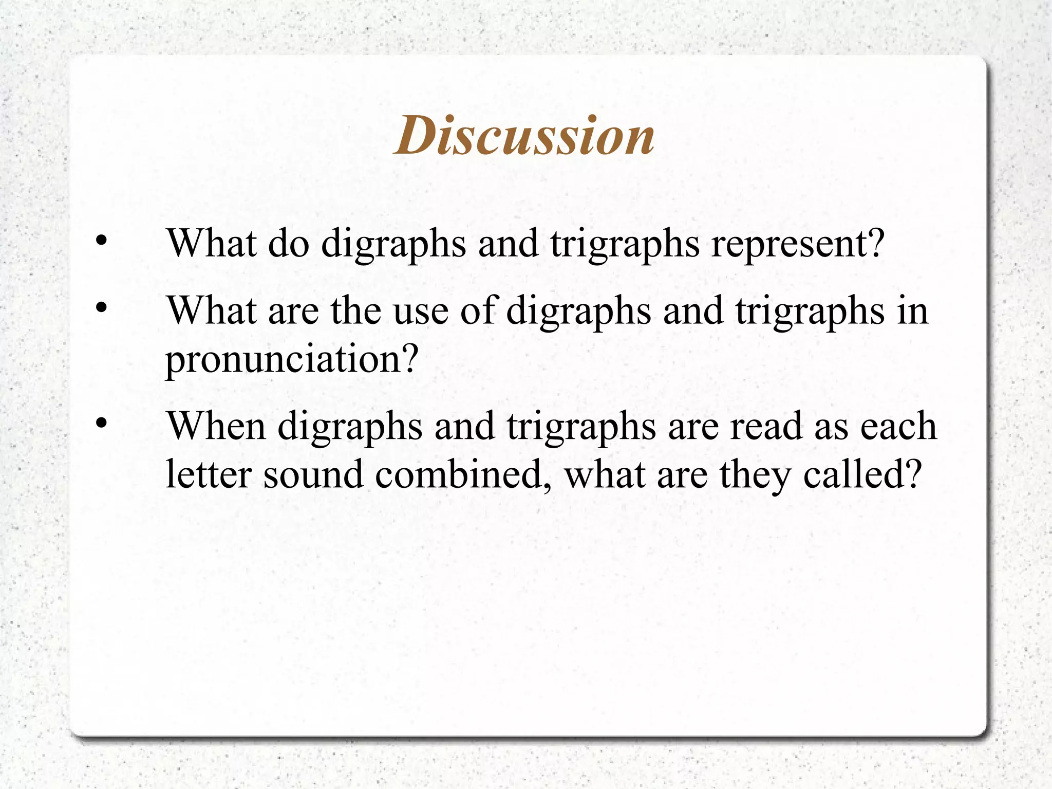 LL Lower Primary 1A - Digraphs and Trigraphs (o) | PPT