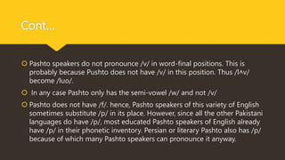 Phonological and Phonetic Features of Pakistani English | PPTX