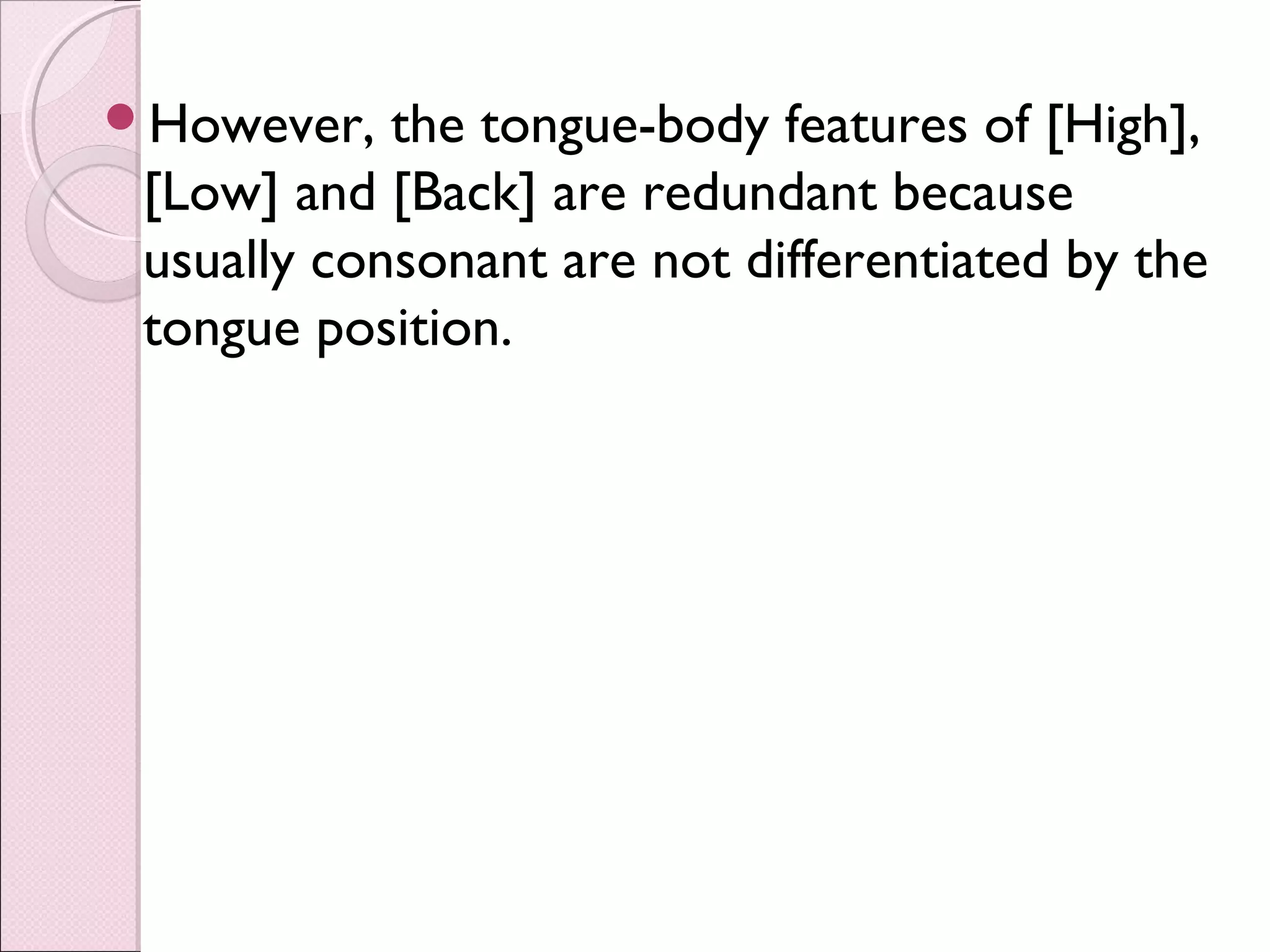 Phonological features of Consonant System | PPT