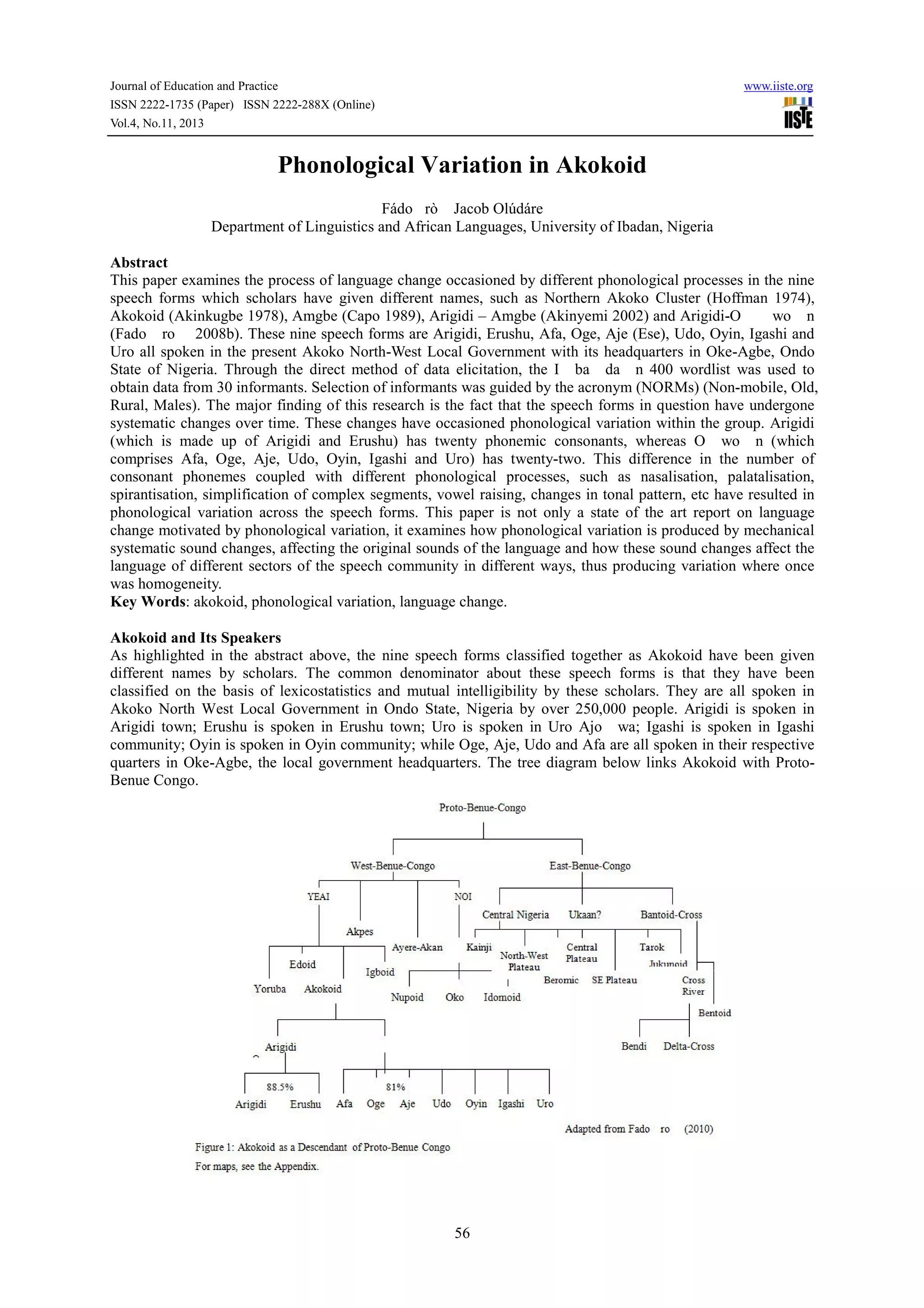Phonological variation in akokoid | PDF