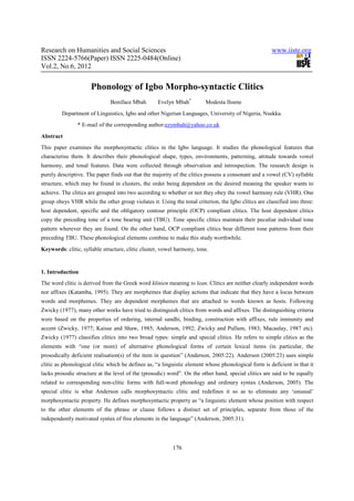 Phonology of igbo morpho syntactic clitics | PDF