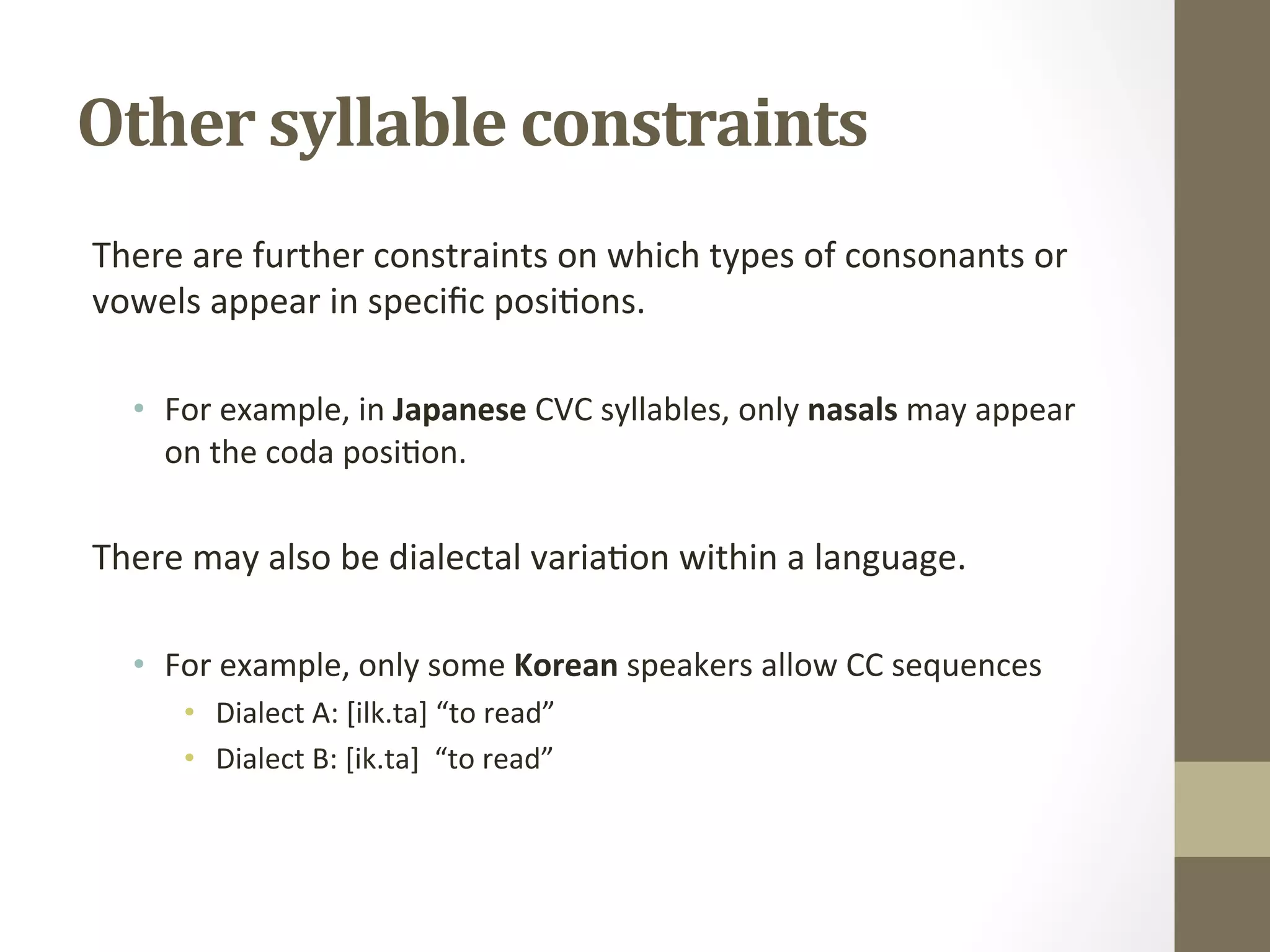 Phonology: Phones, Syllables & Phonotactics | PDF