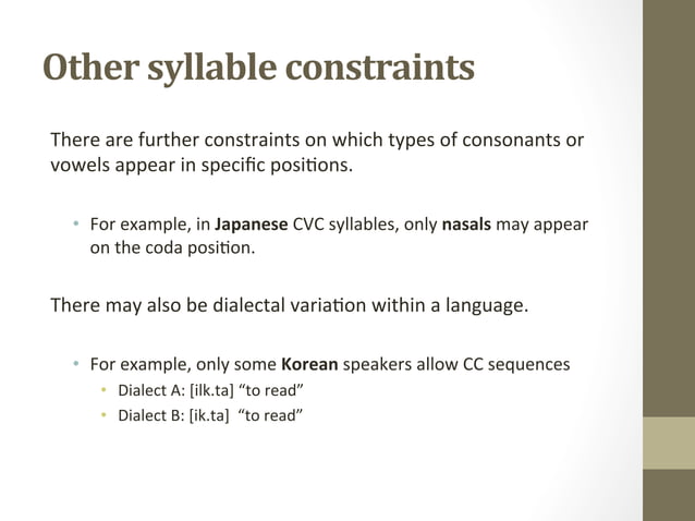Phonology: Phones, Syllables & Phonotactics | PPT