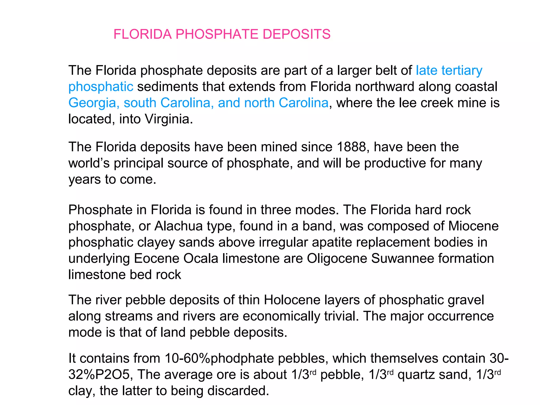 CHEMICAL SEDIMENTATION – PHOSPHATE DEPOSITS | PPT