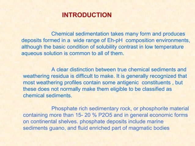 CHEMICAL SEDIMENTATION – PHOSPHATE DEPOSITS | PPT | Geology | Science