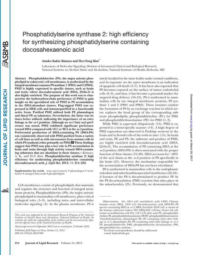 Phosphatidylserine synthase and dha | PDF