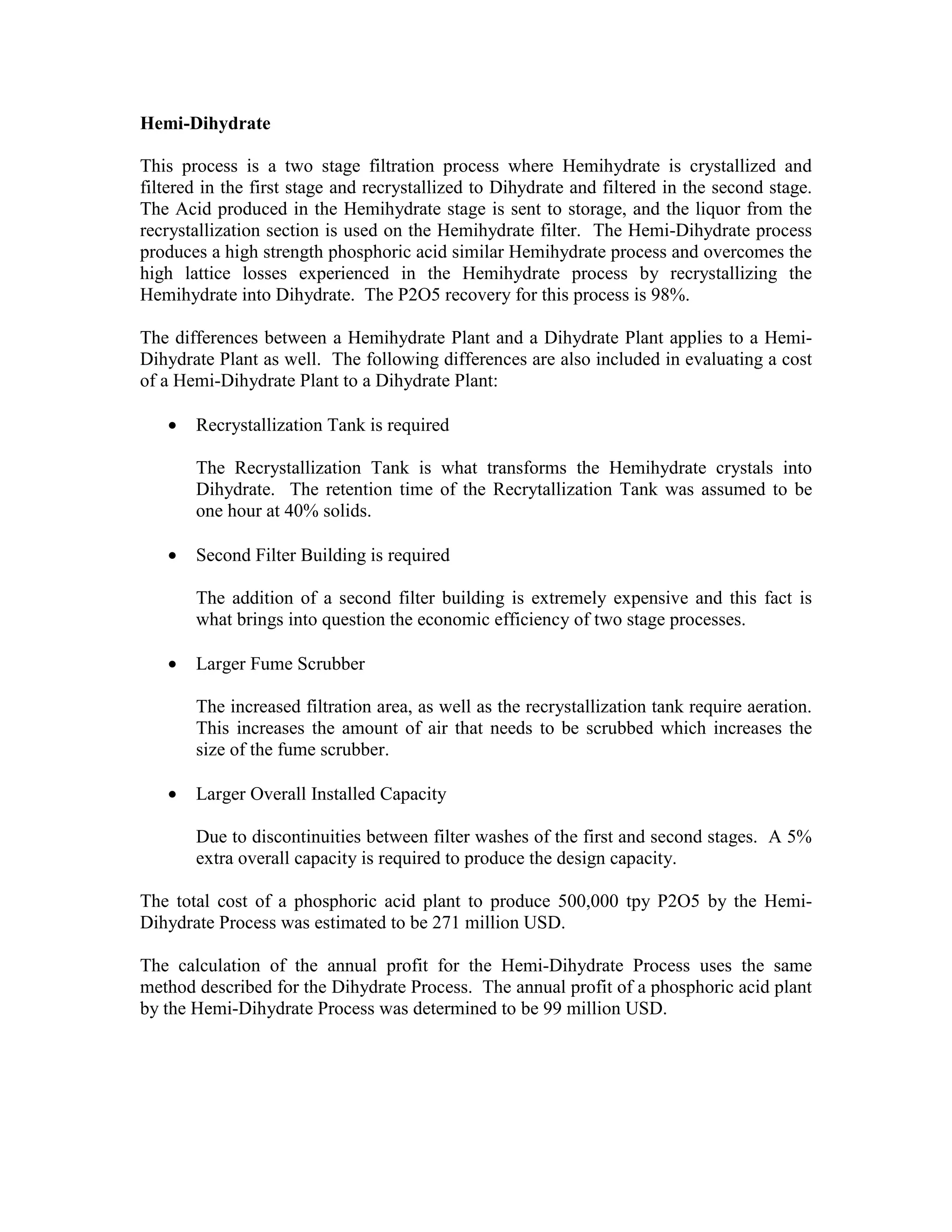 Phosphoric acid process comparison, paper | PDF