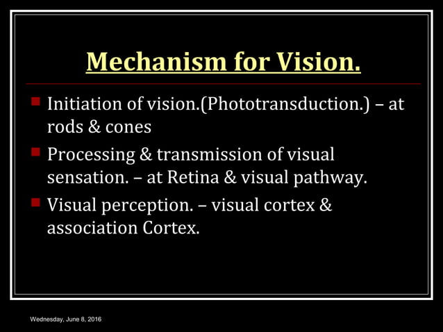 PHOTOCHEMISTRY OF VISION | PPT | Eye and Vision Conditions | Diseases ...