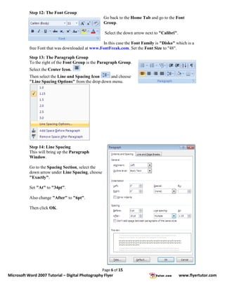 Microsoft Word 2007 Tutorial: Digital Photography Flyer | PDF
