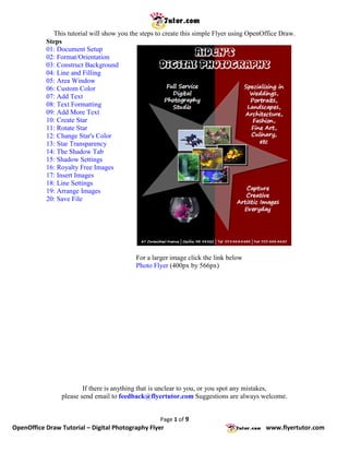 OpenOffice Draw Tutorial: Digital Photography Flyer | PDF