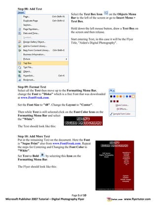 Microsoft Publisher 2007 Tutorial: Digital Photography Flyer | PDF | Desktop Publishing ...