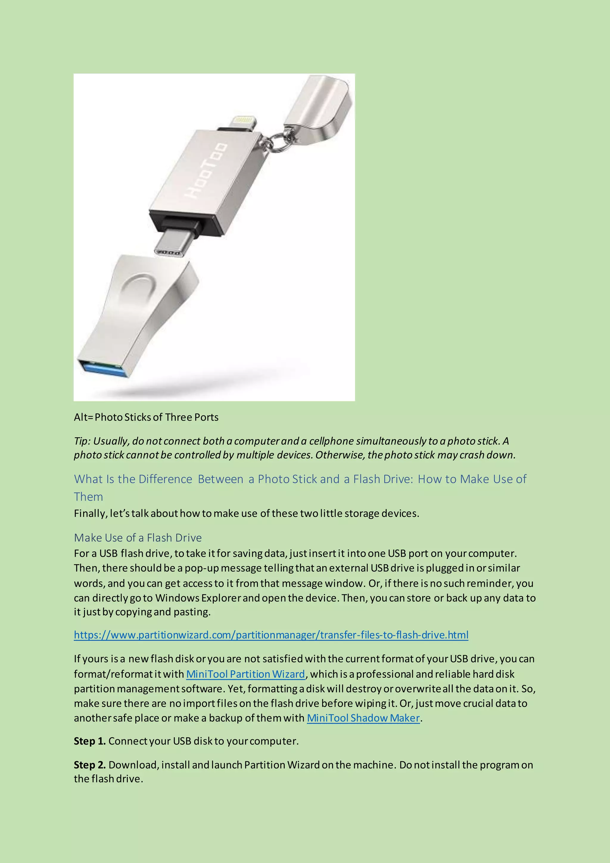 Photo stick vs flash drive | PDF